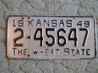 ANTIQUE 1949 KANSAS LICENSE TAG/PLATE #2-45647, THE WHEAT STATE | eBay