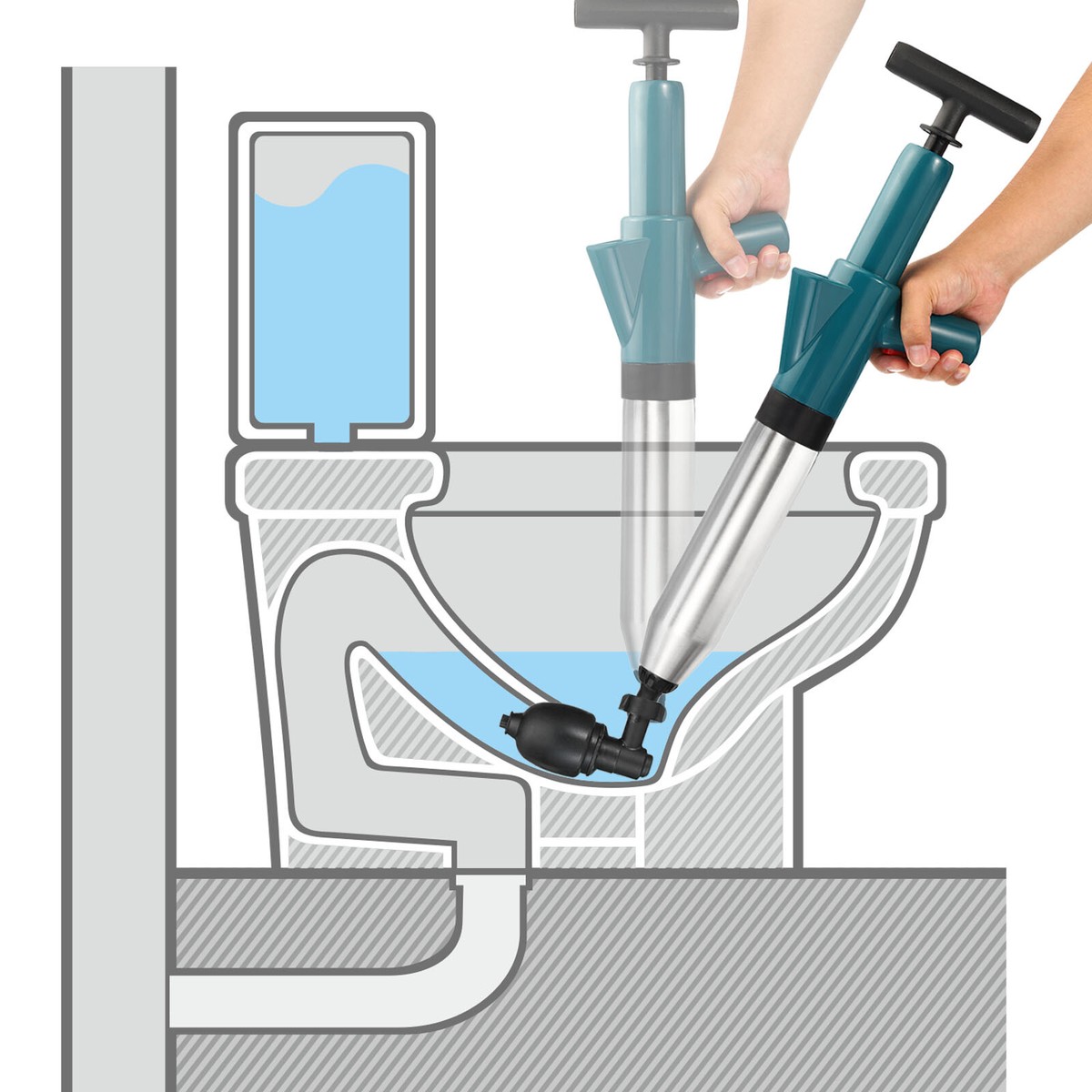 Pneumatic Pipe Cleaner High Pressure Air Drain Blaster - Toilet Plunger ...