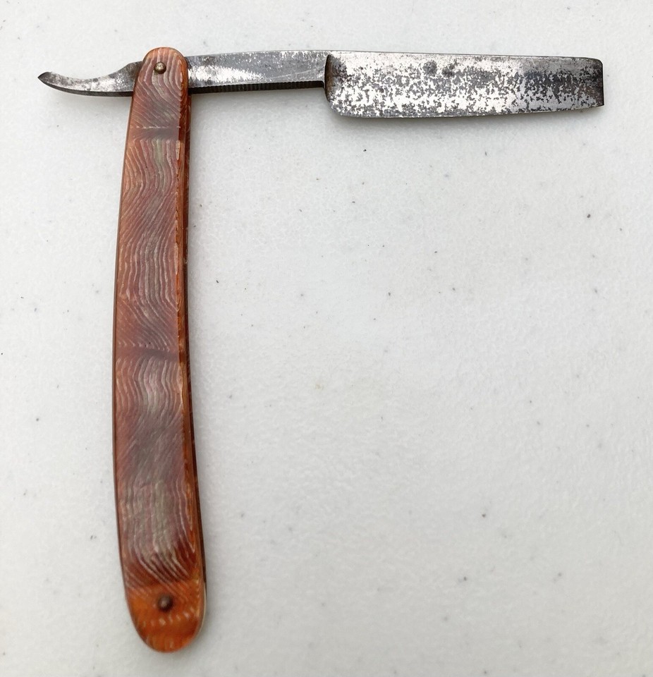 EARLY VINTAGE STRAIGHT RAZOR BROWN HANDLE UNMARKED UNBRANDED | eBay