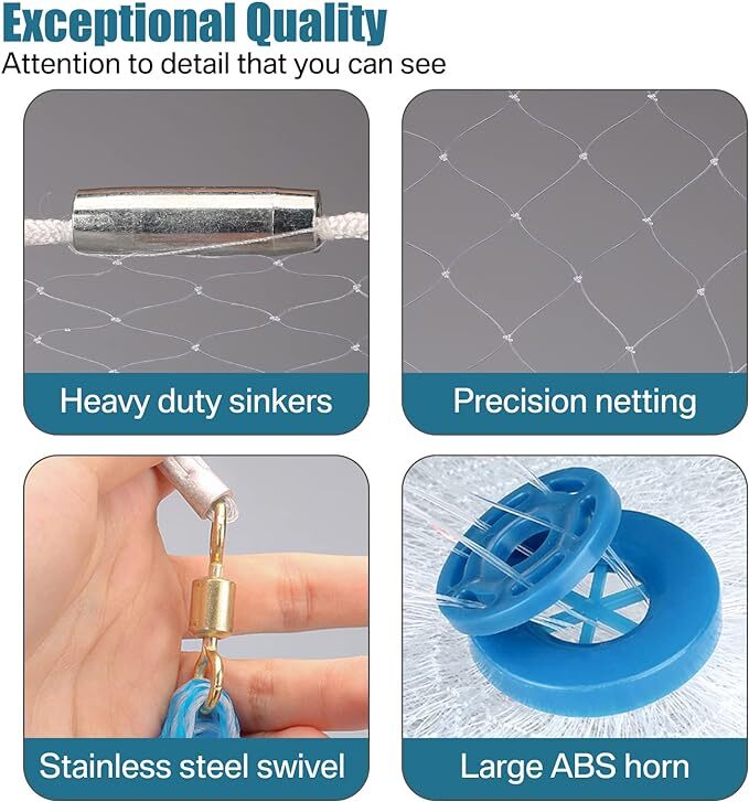 Durable Fishing Cast Net Bait Easy Throw Hand Cast Strong Tire Trap ...