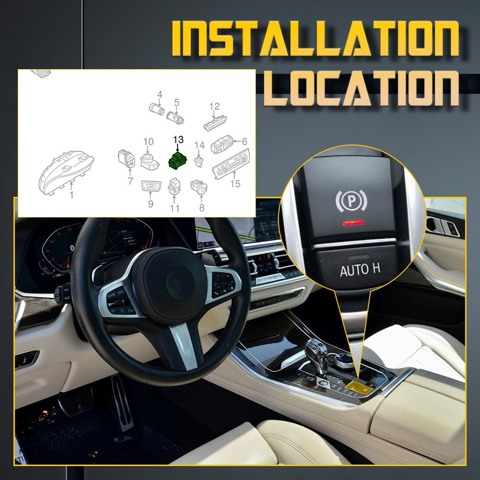 Electronic Hand Brake Switch Centre For BMW F85 X5 F15 2.0 3.0 4.4 2013 ...