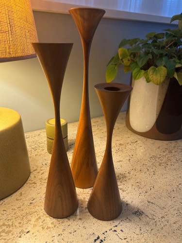 Three Rude Osolnik Walnut Walnut Candlesticks Hand Turned | eBay