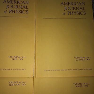 AAPT 1978 American Journal of Physics 4 Issues January February March ...