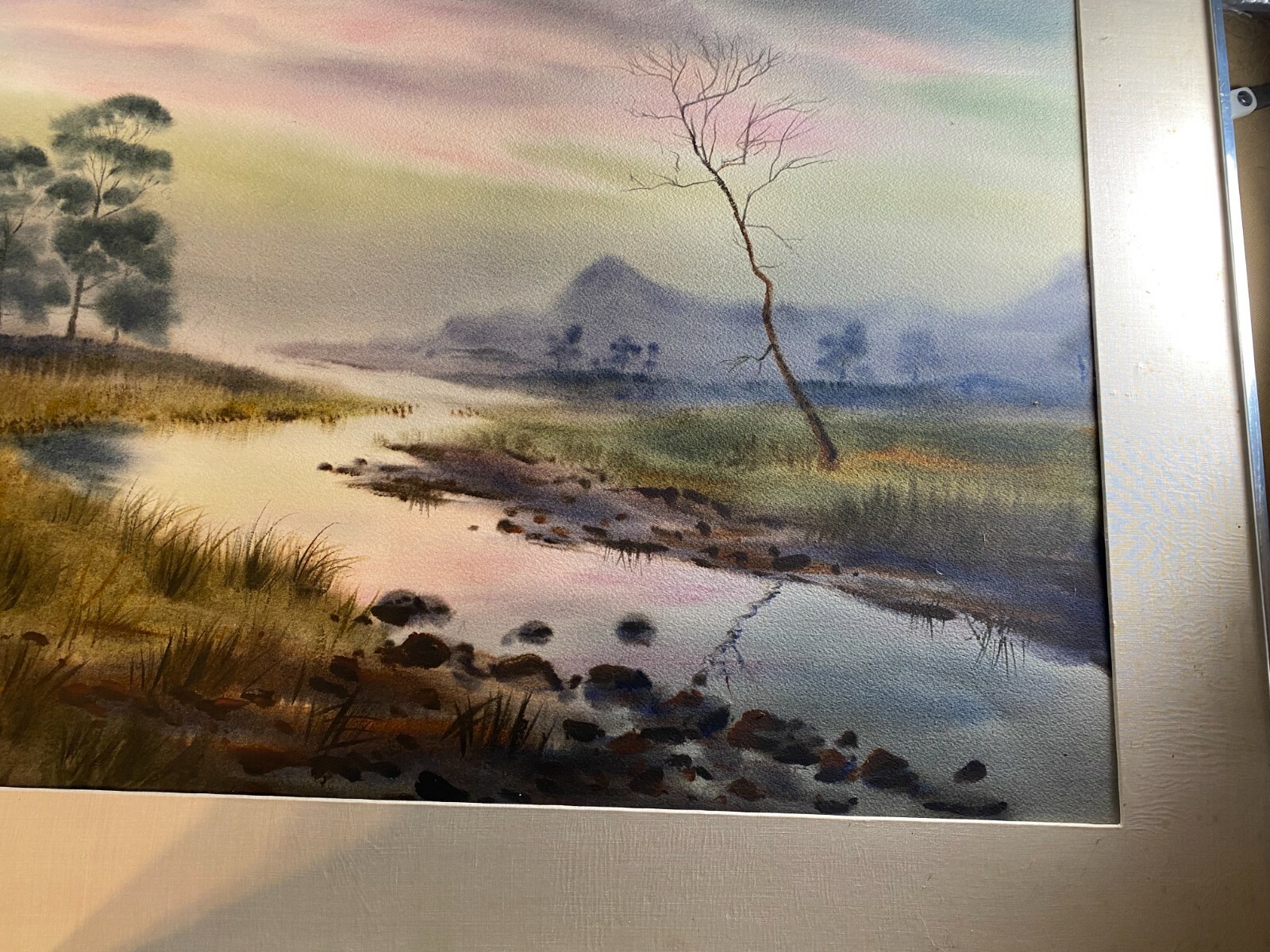 Large William Molloy "Landscape With River" Watercolor Painting ...