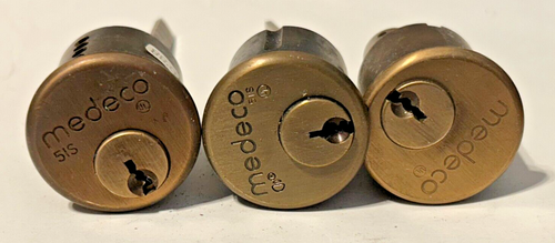 3 Medeco 51S D88, A98 RIM Cylinder Sub Assembly Bronze smooth barrel ...