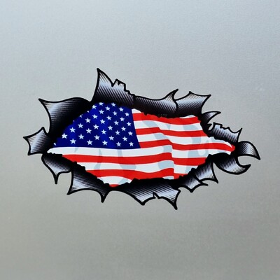 US American Flag Ripped Carbon Fibre Oval Vinyl Sticker Decal For Car ...