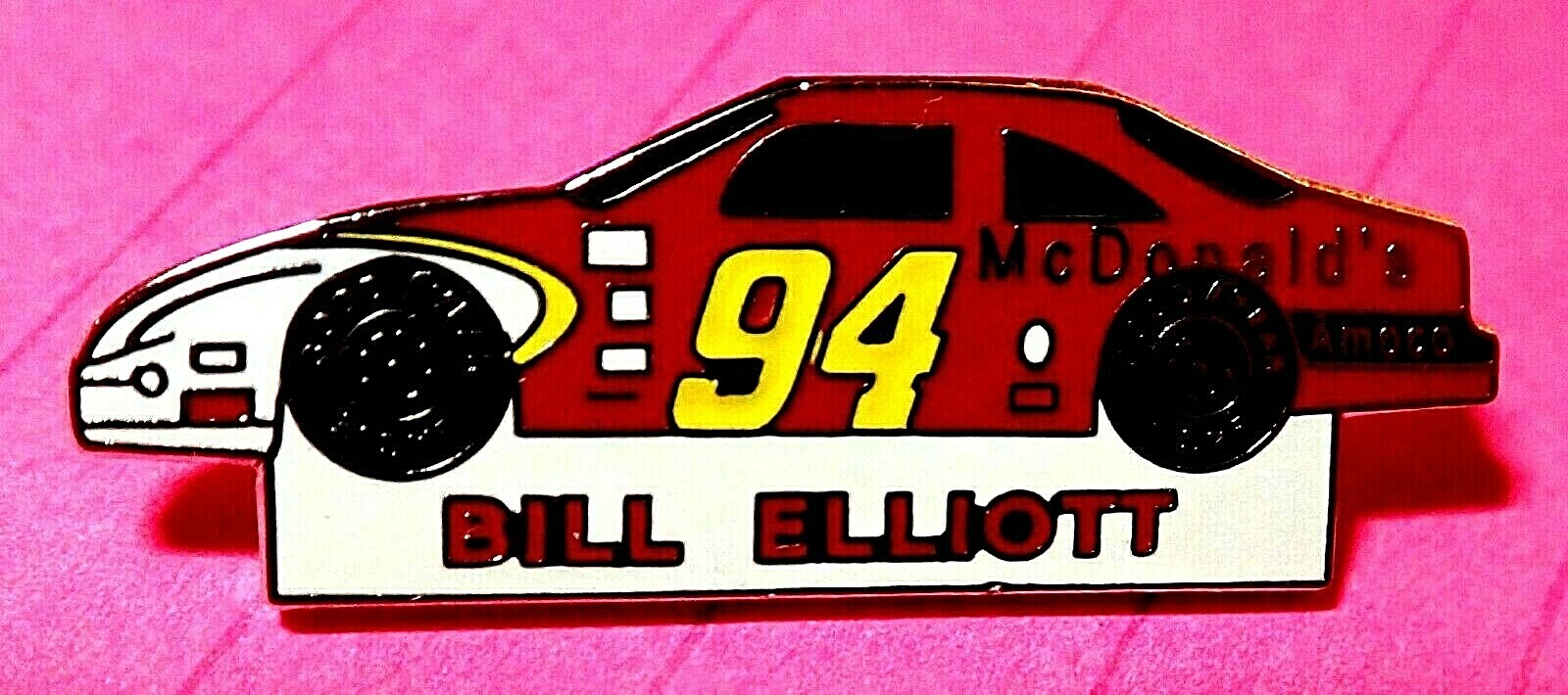 VINTAGE OFFICIAL NASCAR RACING NUMBER 94 BILL ELLIOT CAR PIN BADGE ...