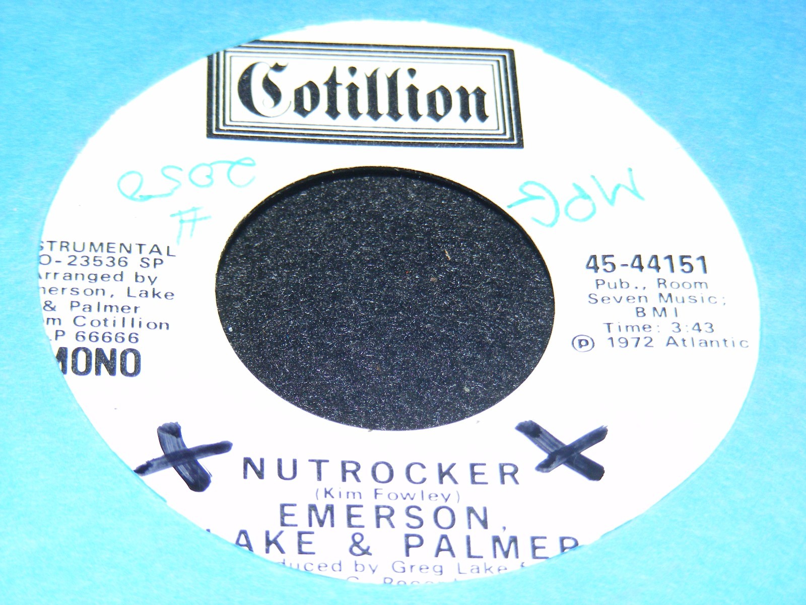 COTILLION 7 inch White Label NUTROCKER Emerson Lake Palmer 45 rpm ...