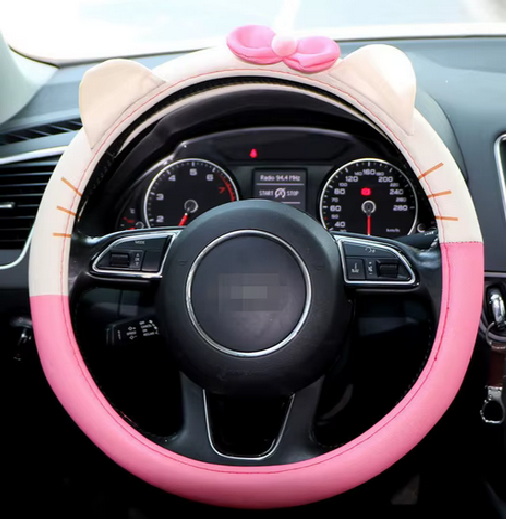 Cute Cartoon Car Accessories Fluffy Fuzzy Animal Face Steering Wheel ...