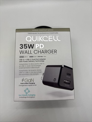 Quikcell (35W) PD Wall Charger Dual Port (USB-C/USB-A) Adapter (GaN ...