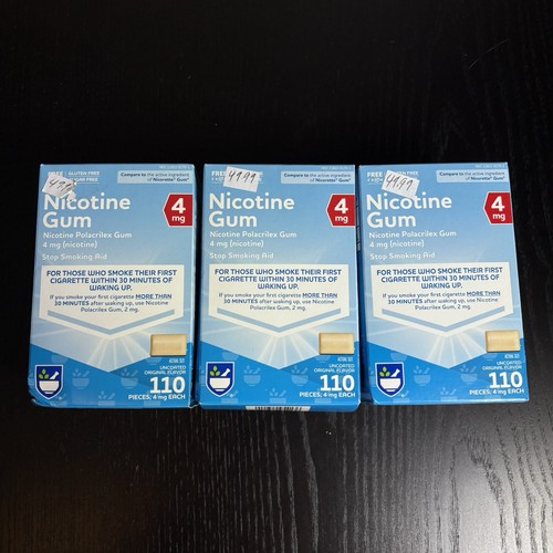 RITE AID 4mg Nicotine Gum, Uncoated Original Flavor, Lot of 3 Boxes 110 ...