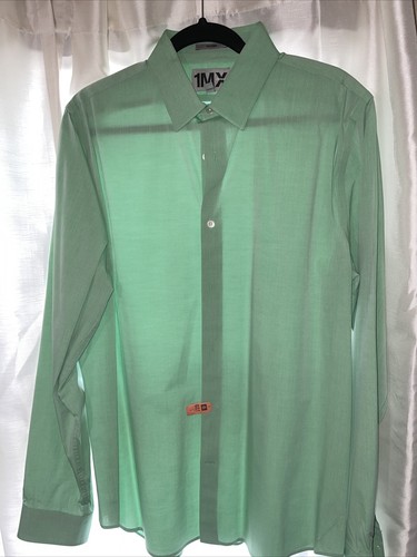 Express Men’s Shirt 1MX Size Large Long Sleeve Green FITTED | eBay
