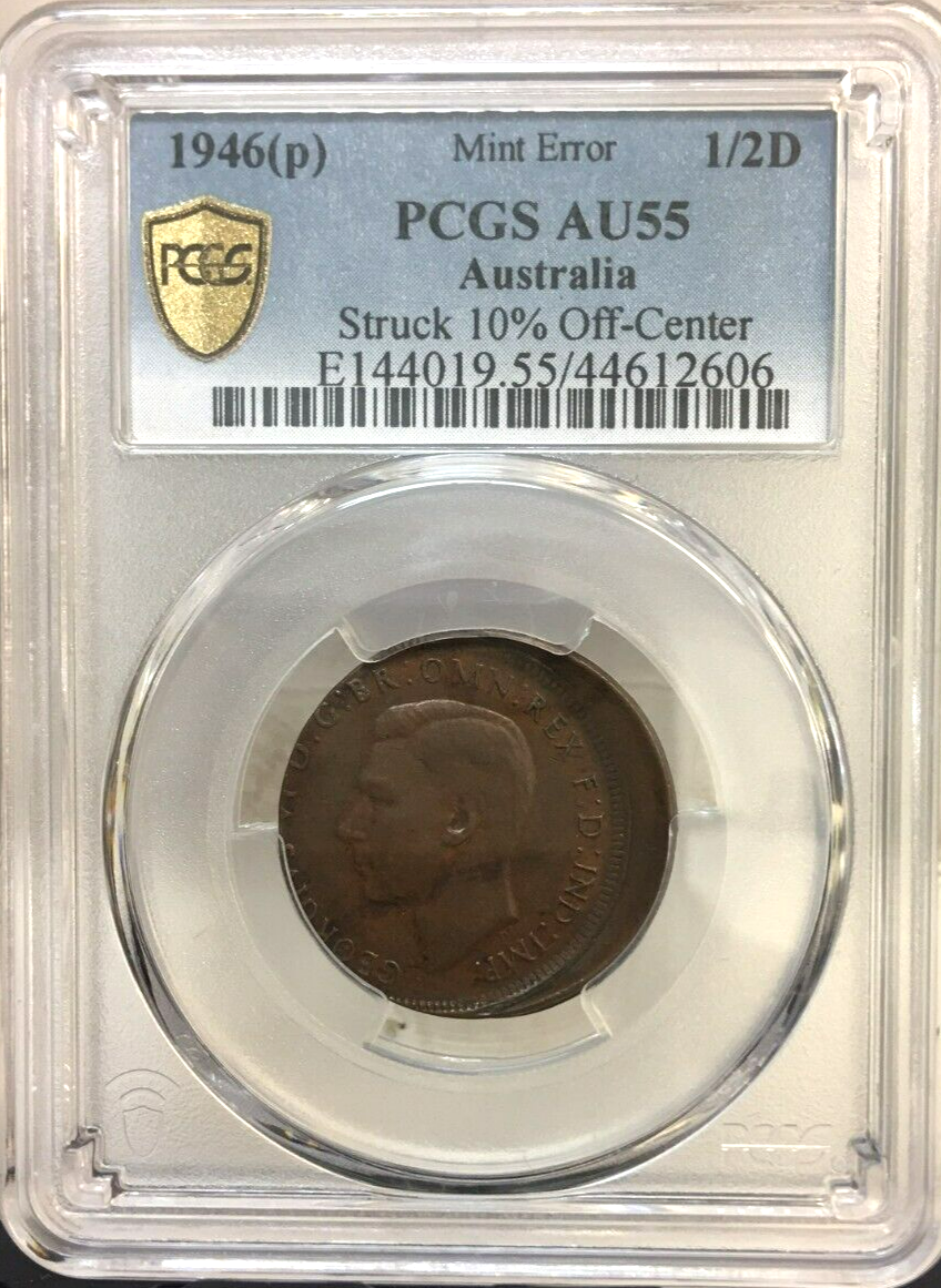 AUSTRALIA PCGS GRADED MINT ERROR 1942 HALF PENNY LARGER MIS STRIKE aUNC ...