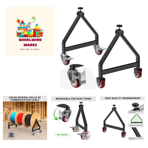 Compact Wire Spool Caddy with Braked Wheels - Supports 28'' Spools ...