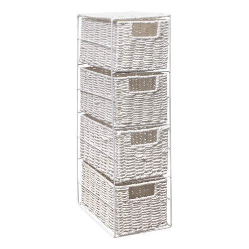 4 Drawer Paper Rope Tower Storage Unit With Metal Frame, Ideal for ...