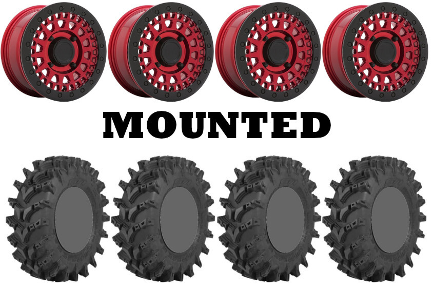 Kit 4 STI Outback Max 32x9.5-14 on Black Rhino Parker Beadlock Red ...