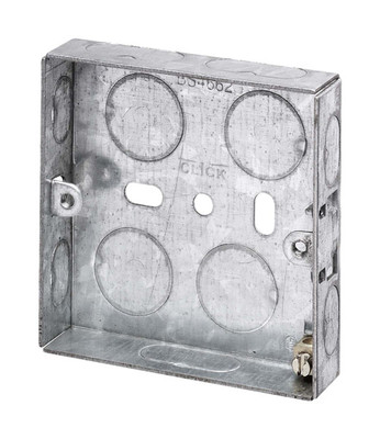 Single Galvanised Steel Metal Back Box - 16mm Deep for 1 Gang Light ...