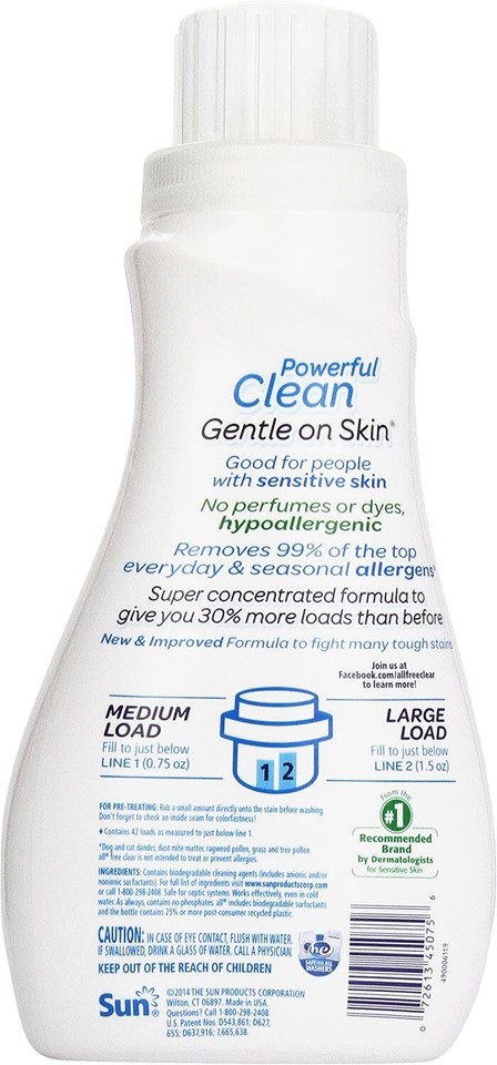 All Small and Mighty Free and Clear Laundry Detergent, 32 Ounce | eBay