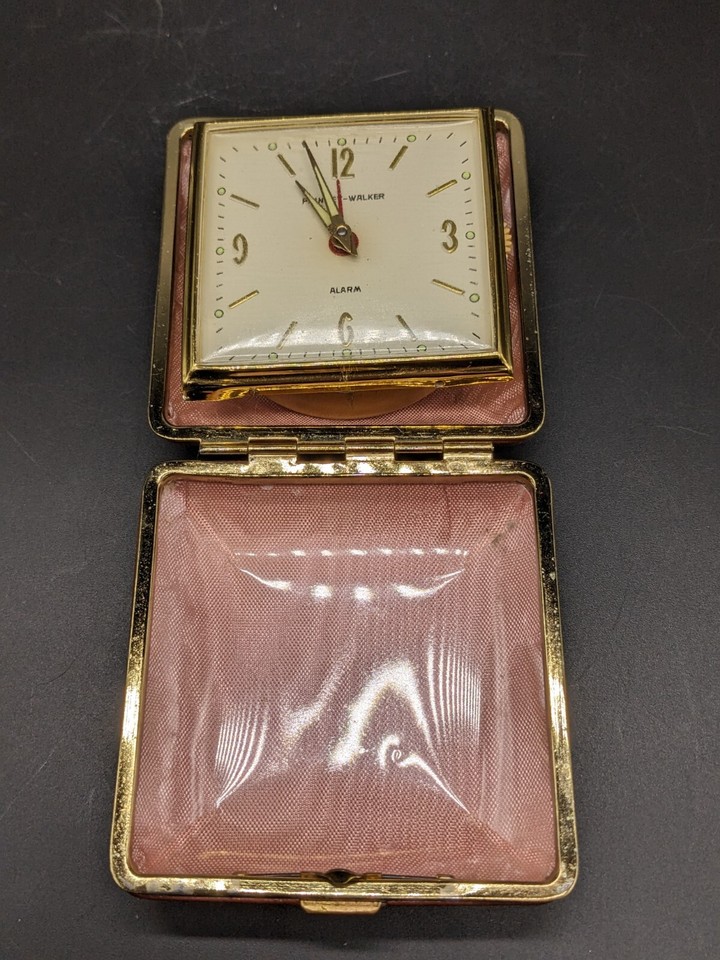 Phinney Walker Travel Alarm Clock Compact Folding Wind Up Analog Brown ...