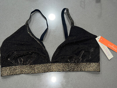 Women bra NWT target Colsie black and gold metallic shimmer bralette ...