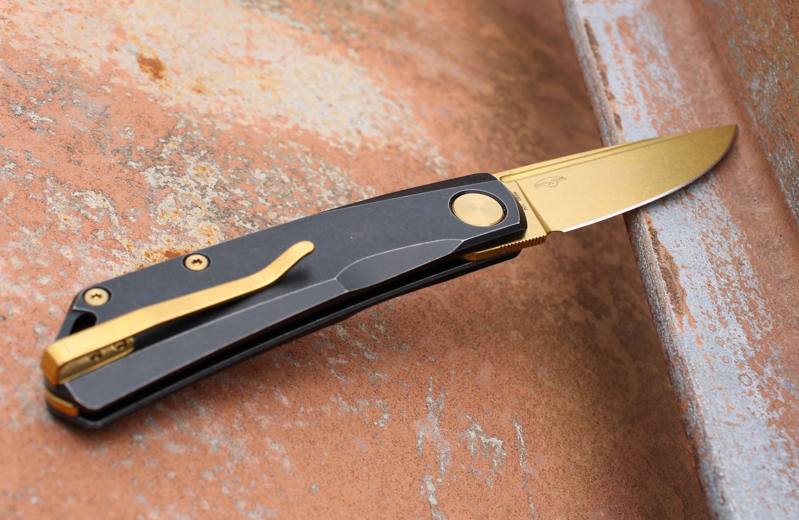 Real Steel RSK Messer Luna Titan Black/Gold Slipjoint N690 Stahl ...