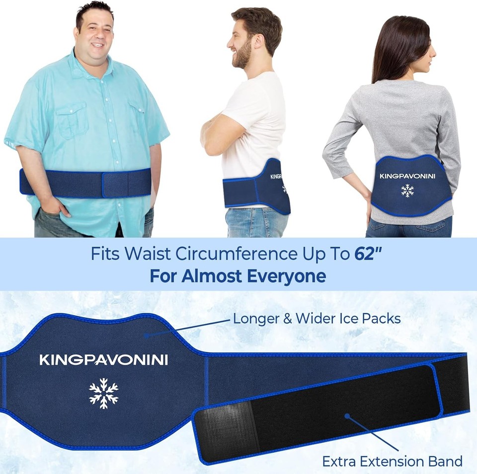 KingPavonini Extra Large Ice Pack for Back Pain Relief with Extension ...