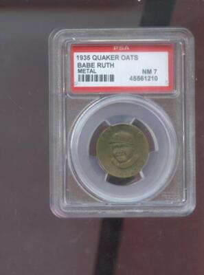 1935 Quaker Oats Babe Ruth Pin Pinback Button Metal Coin PSA 7 Graded ...