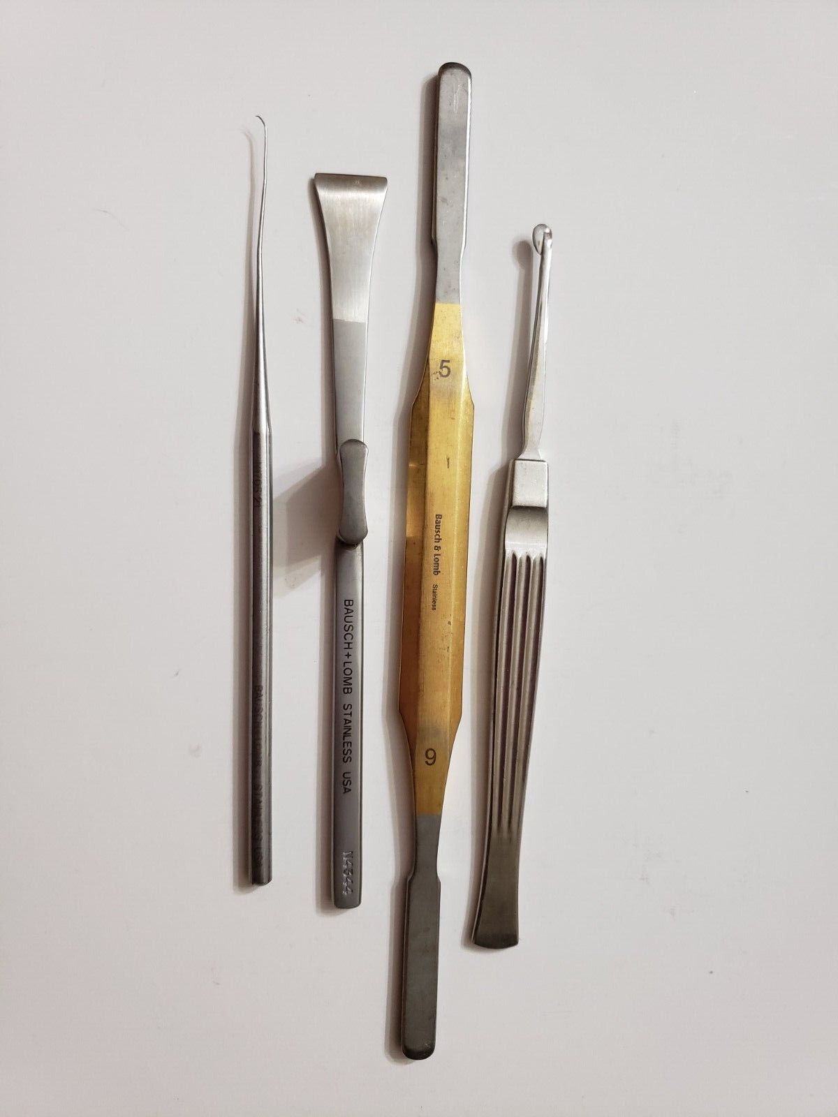Lot Of 4 Bausch & Lomb Double Ended Rasp, Sharp Curved Tip Elevators P ...