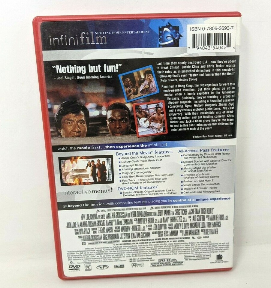 Rush Hour 2 (DVD, 2001, Widescreen, Infinifilm) Jackie Chan Chris ...
