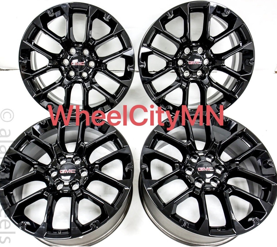 22" gloss black OE replica SRV RPO wheels fits 2022 GMC Sierra AT4 ...