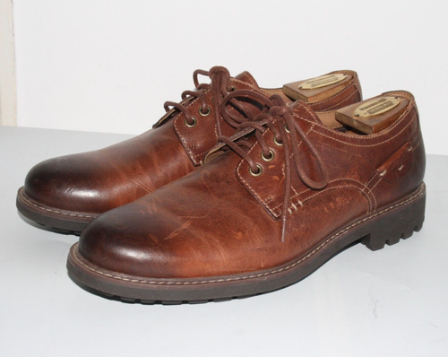 Clark's 1825 Brown Leather Burnished Derby Shoes UK 9 G EU 43 | eBay UK