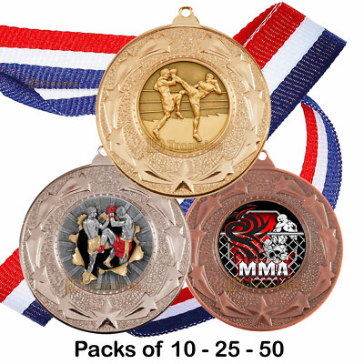 Mixed Martial Arts Medals & Ribbons Kickboxing, MMA Medals Packs 10, 25 ...