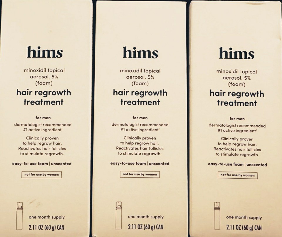 Lot Of 3-1 Month Hims Hair Regrowth Treatment Minoxidil 5% Foam 2.11 oz ...