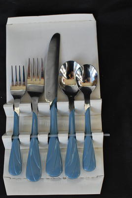 Vintage Fiesta Periwinkle Blue Swirl Pattern Flatware 5pc Place Setting ...