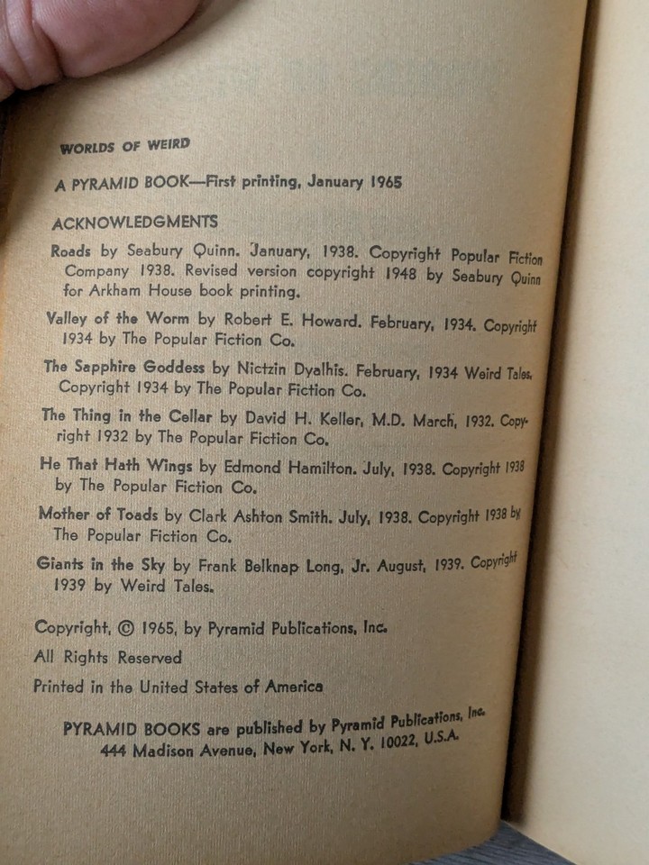 Worlds of Weird Vintage Pulp Paperback Book Horror Adventure 1960s ...