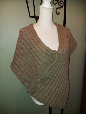 Women's Knit Button Scarf Shawl Throw Wrap Tan Brown Color | eBay