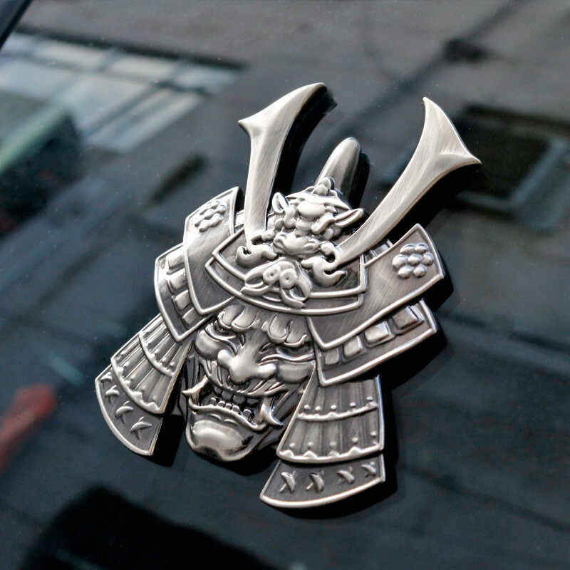 Hannya Samurai Car Emblem Japanese Sticker 3D Metal Emblem Motorcycle ...