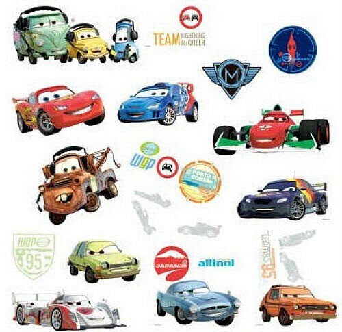 DISNEY CARS 2: 25 BiG Wall Stickers LIGHTNING MCQUEEN Room Decor Decals ...