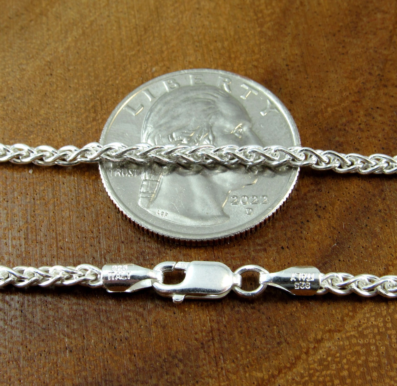 Solid 925 Sterling Silver Braided Wheat Chain Italian Spiga Necklace ...