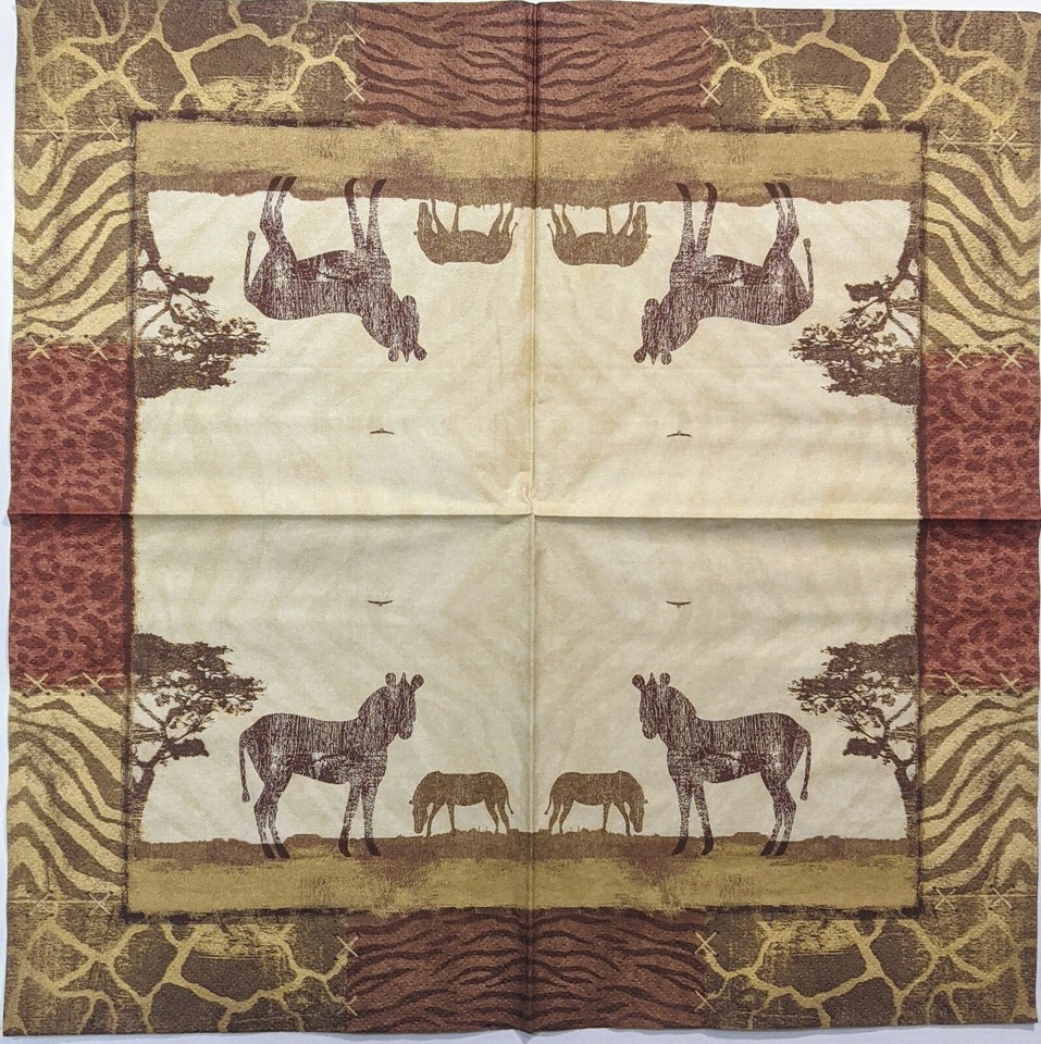 TWO Individual Paper Lunch Decoupage Napkins - Zebra Collage Animal ...