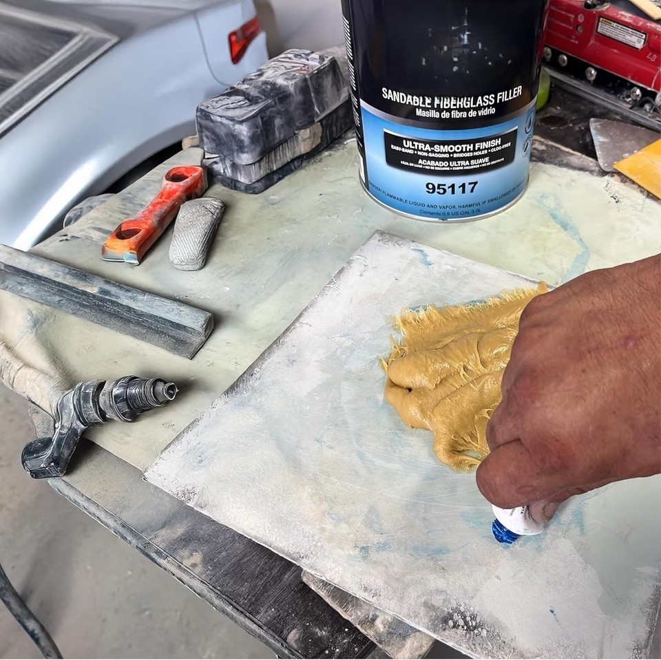 Ultra Fiber Sandable Fiberglass Auto Body Filler 3L + Hardener, Yellow ...