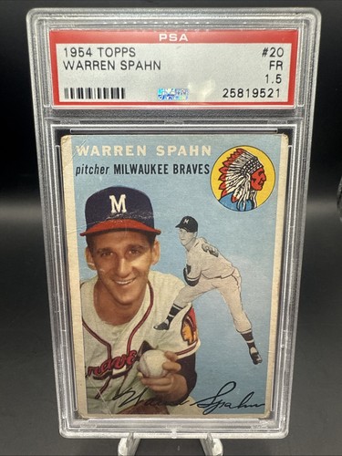 1954 Topps - Warren Spahn #20 White Back | eBay