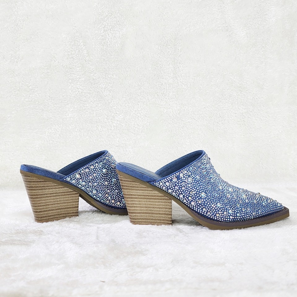 Vibes Western Cowgirl Denim Slip On Shoes Mules / Clogs Iridescent ...