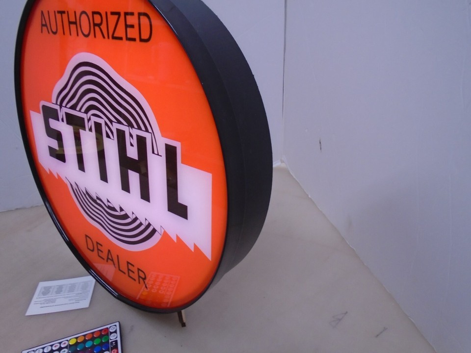 Stihl orange logo Round LED Display lighted sign lightbox Wall Hanging ...