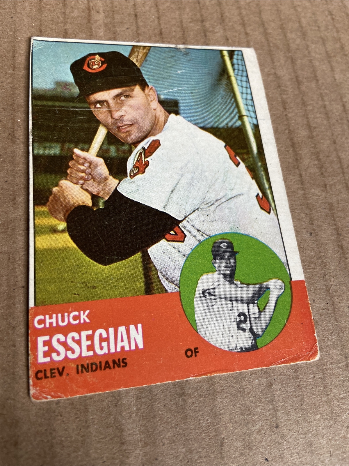 1963 Topps Chuck Essegian #103 Cleveland Indians Vintage Baseball Card ...