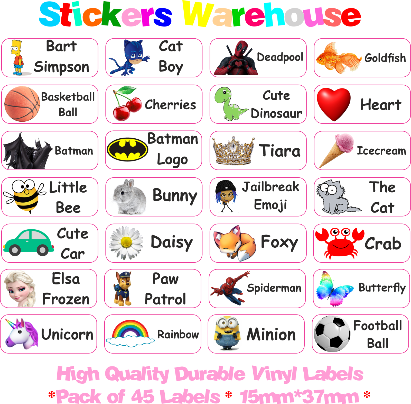 Personalised Custom Stick On Name Labels Stickers Tags School Nursery ...