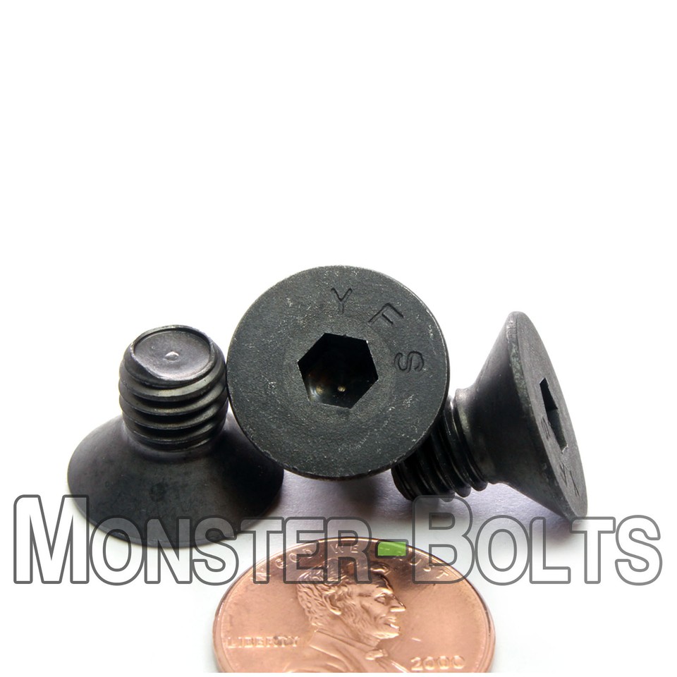 M8 Flat Head Socket Cap Screws, 12.9 Steel w/ Black Oxide DIN 7991, 1. ...