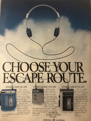 Vintage 1981 GENERAL ELECTRIC Portable Cassette Walkman Magazine ...