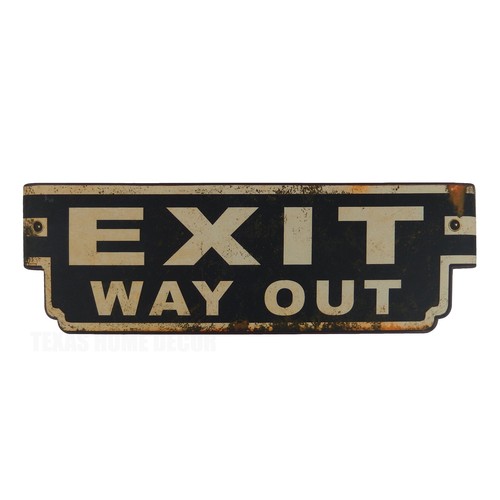 Exit Way Out Curved Metal Wall Decor Sign Vintage Style Movie Theatre ...