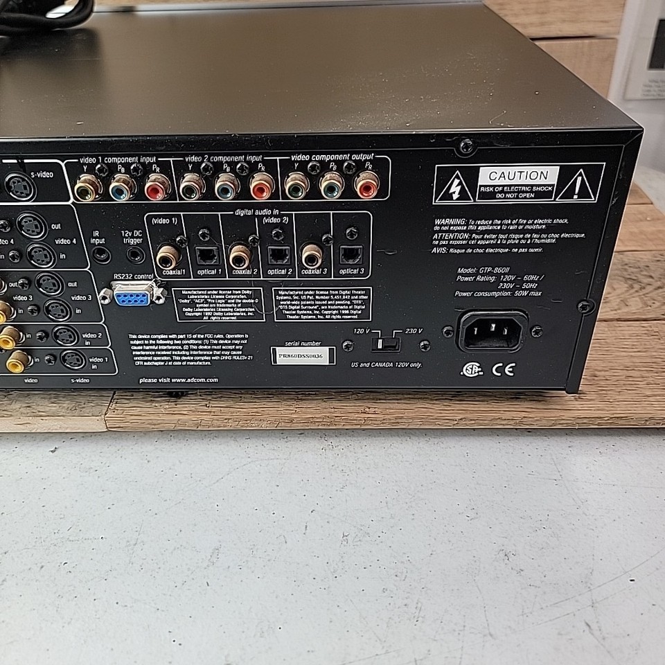 Adcom GTP-860II AV Receiver 5-Ch. Multi Zone Digital Processor Nice ...